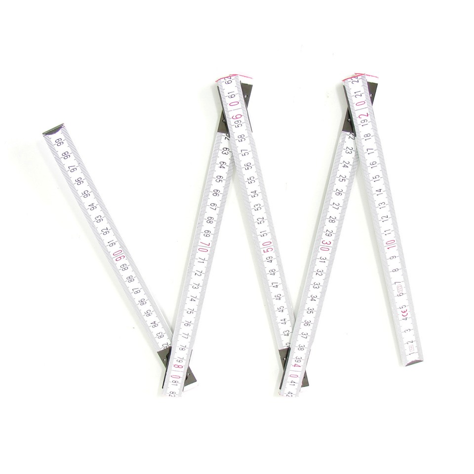 Folding Wooden Measuring Ruler With Metal Tips & Joints 1 Meter 2 ...