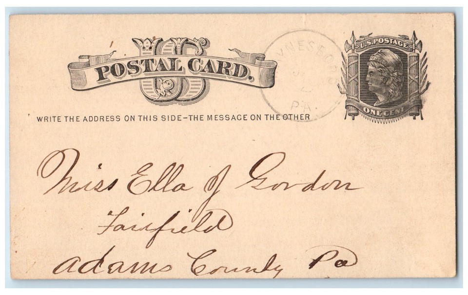 c1880's Miss Ella Gordon Waynesboro Pennsylvania PA Adams County PA ...