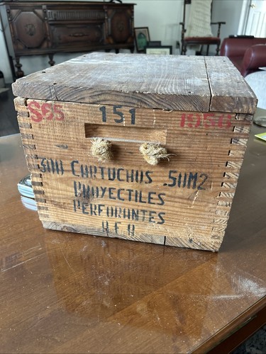 Vintage Heavy Wood Box Ammo Projectiles Proyectiles 1956 14” X 13” X 12 ...