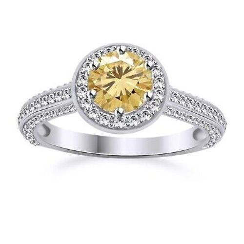 1/2 CT Yellow Simulated Diamond Halo Ring 18K White Gold Plated | eBay