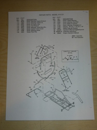 MANCO MODEL 415-301 GO KART PARTS LIST OPERATORS MANUAL CART | eBay