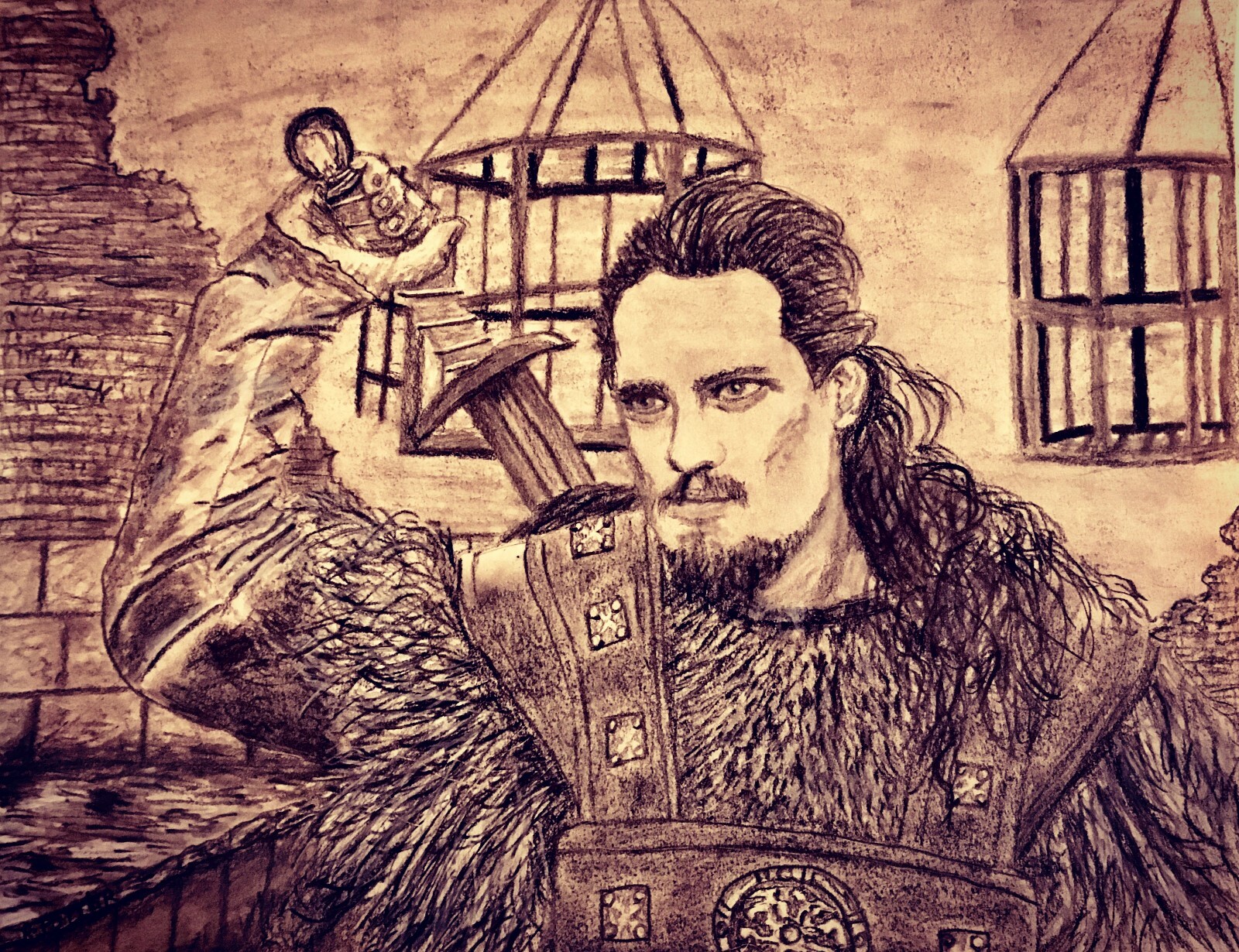 Original Drawing Uhtred Charcoal Fine Art Bernard Cornwall The Last ...