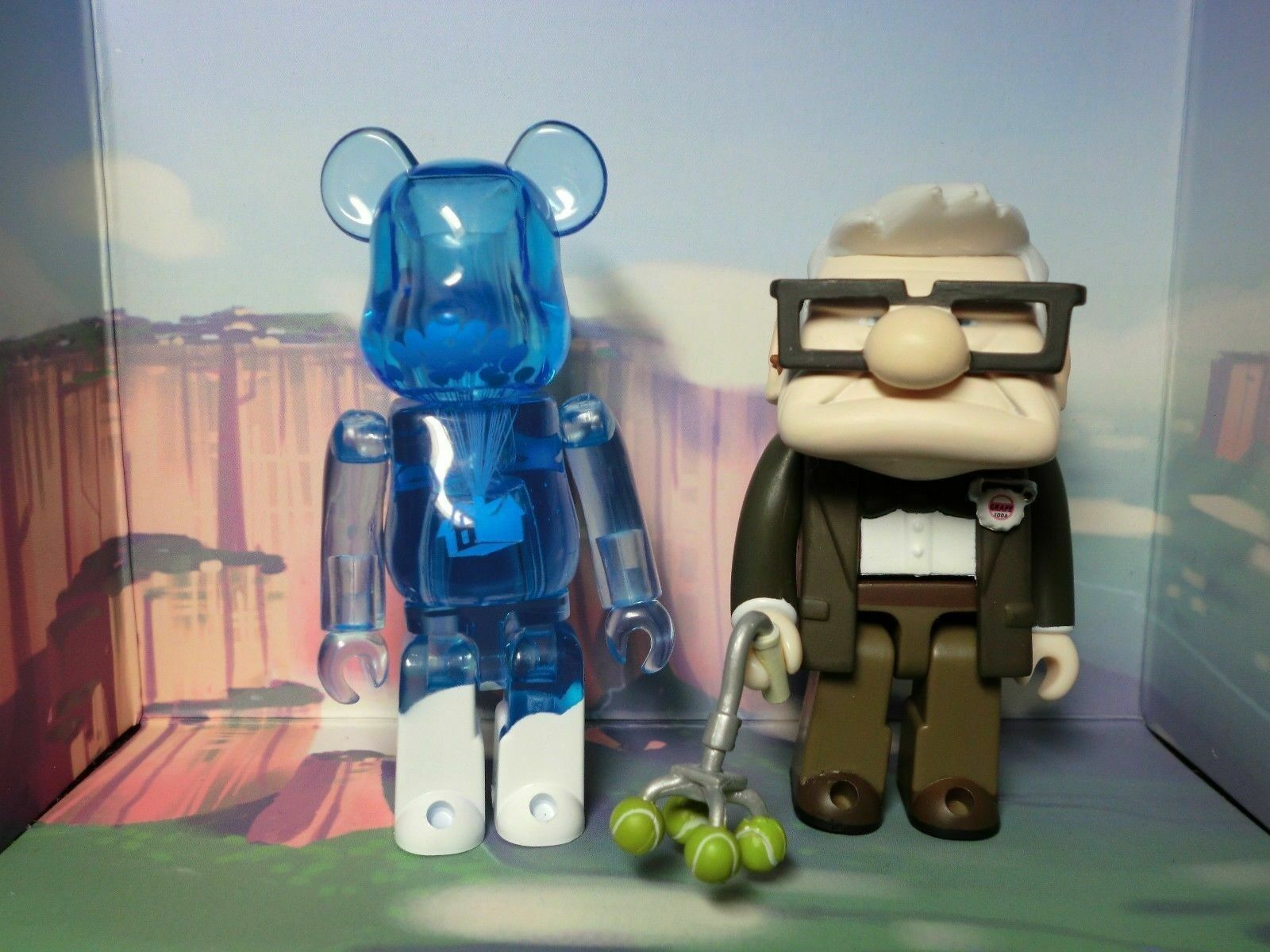 100% BEARBRICK KUBRICK MEDICOM DISNEY UP CARL 2 PCS FIGURE SET NEW ...