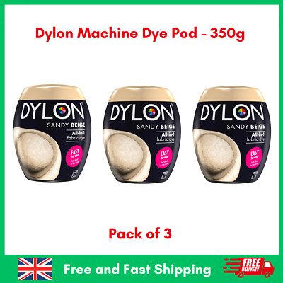 3 X Dylon Machine Dye Pod 10 SANDY BEIGE 350g All in 1 Fabric Colour ...