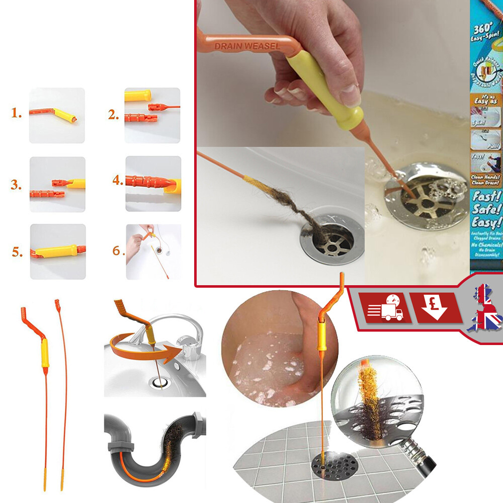 Drain Weasel Sink Cleaning Drain Unblocker Hair Clogs Remover Starter ...