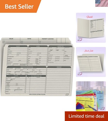 Durable Real Estate Listing Folders - 25 Pack with Checklist & Color ...