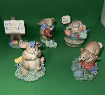 Lot Of 5 Sandi Gore EVANS “Rabbit Rascals”/MIDWEST Easter Bunny Figures ...