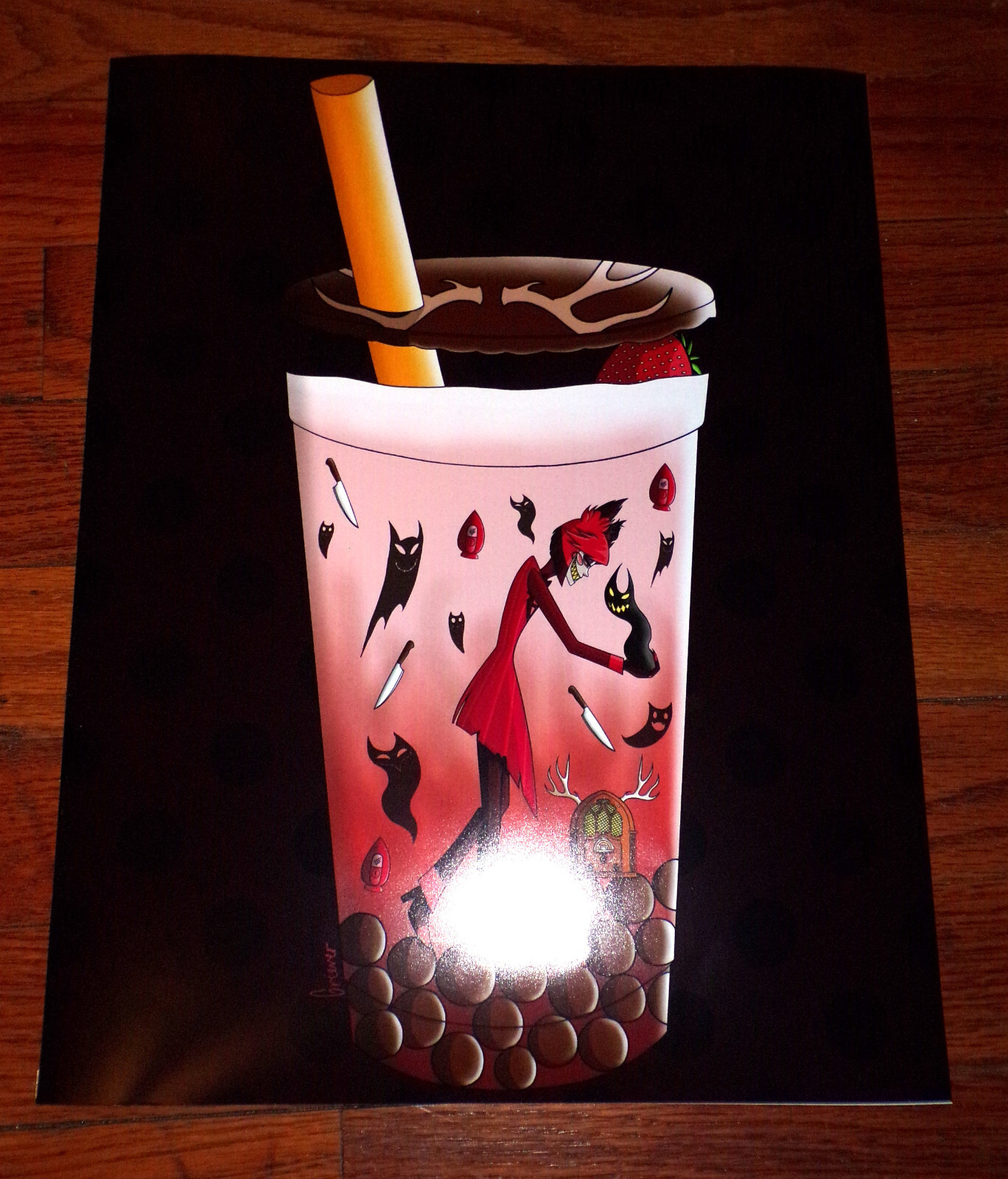 Alastor Radio Demon Boba Tea Hazbin Hotel Unofficial FanMade Art Print ...