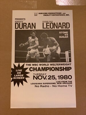Rare 1980 Sugar Ray Leonard Vs Roberto Duran Original Boxing Poster No ...