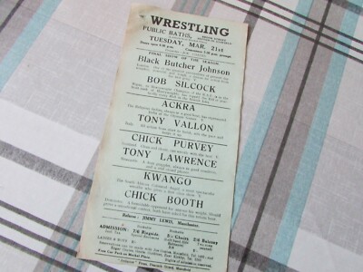 Sutton in Ashfield Original Wrestling Flyer 21 March 1940's all Bouts ...