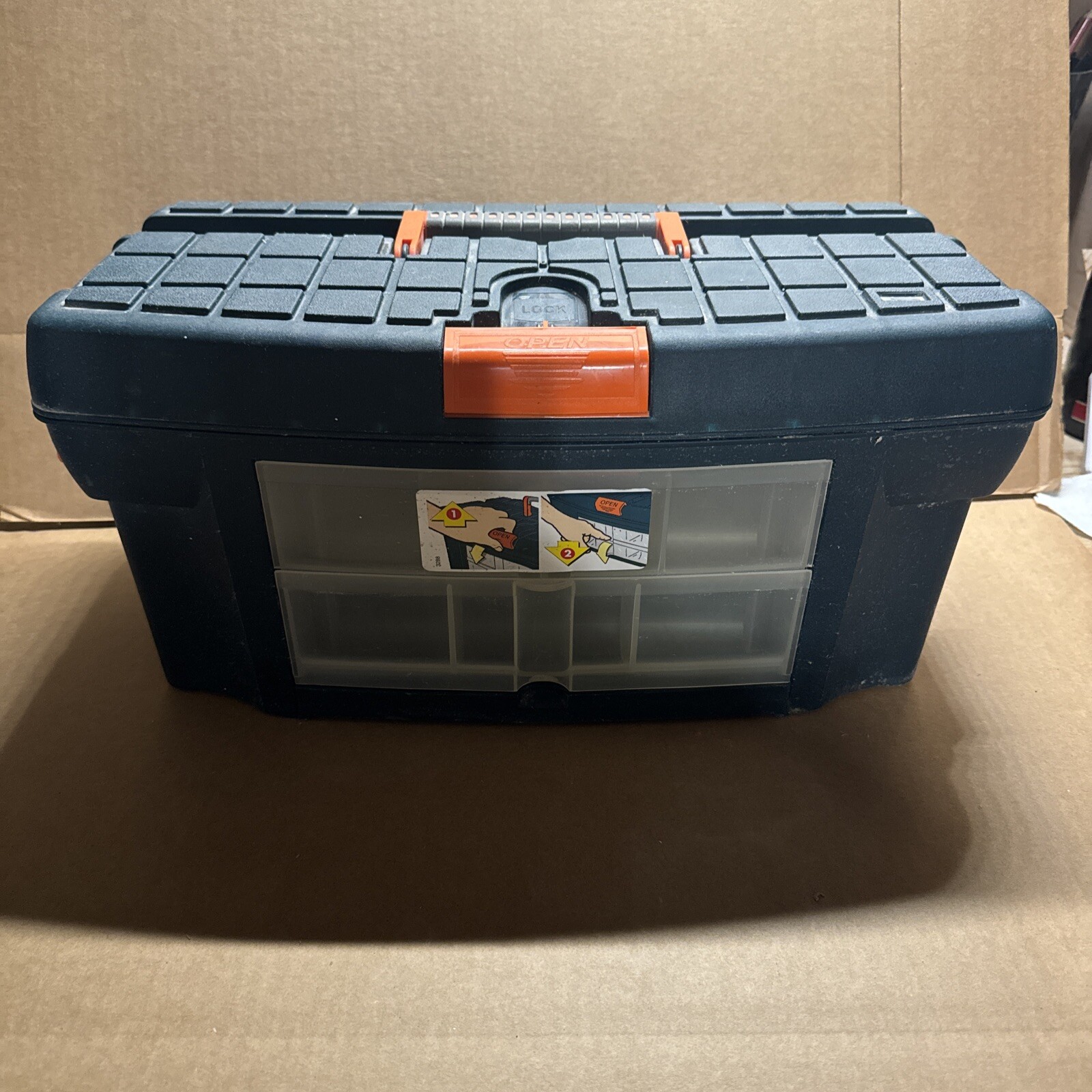 Large Heavy Duty Zap Locking Tool Box Orange/Blue | eBay