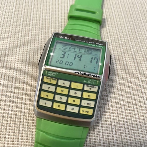 Casio Data Bank DBC-32C Men's Watch Green Digital Quartz Rubber Band | eBay