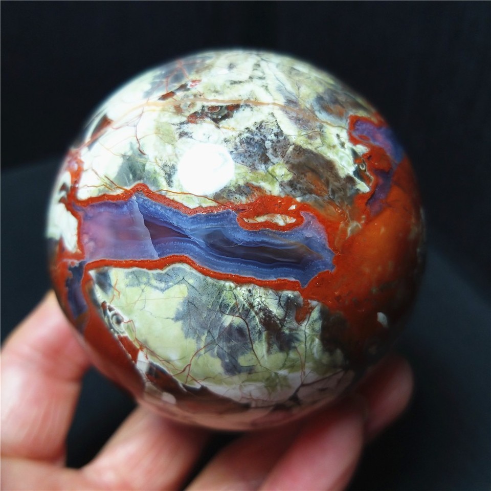 RARE 398.7G Natural Polished Colorful Agate Stone Sphere Ball Healing ...