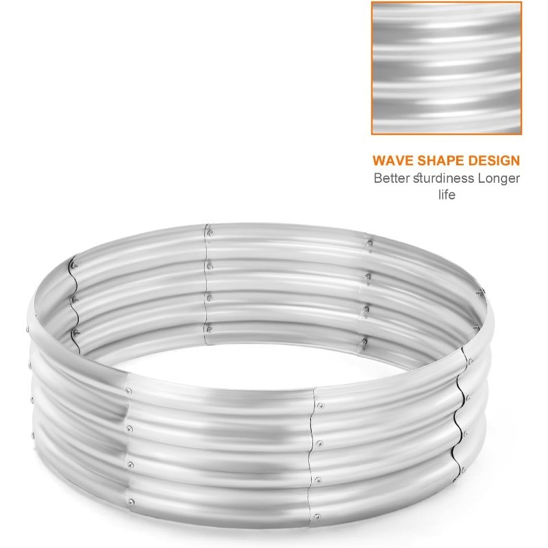 36 Inch Round Galvanized Fire Pit Ring, Outdoor Pit for Backyard ...