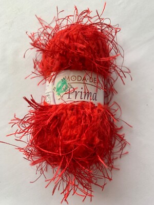 Moda Dea Prima Red Yarn Eyelash 1.76 oz 50g 72 yd Color 3929 Made in ...
