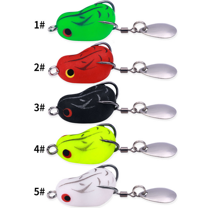 5pcs Frog Topwater Soft Fishing Frogs Lure Bait Bass Crankbait Spoon ...