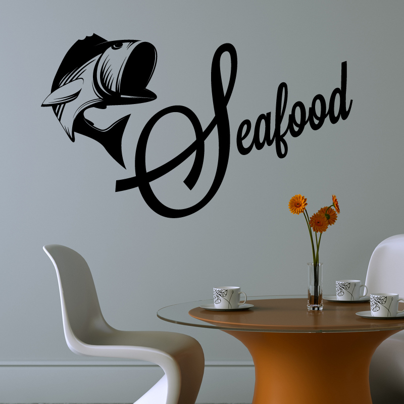 Seafood wall sticker catering Kitchen Art Stickers Decals Vinyl r12 | eBay