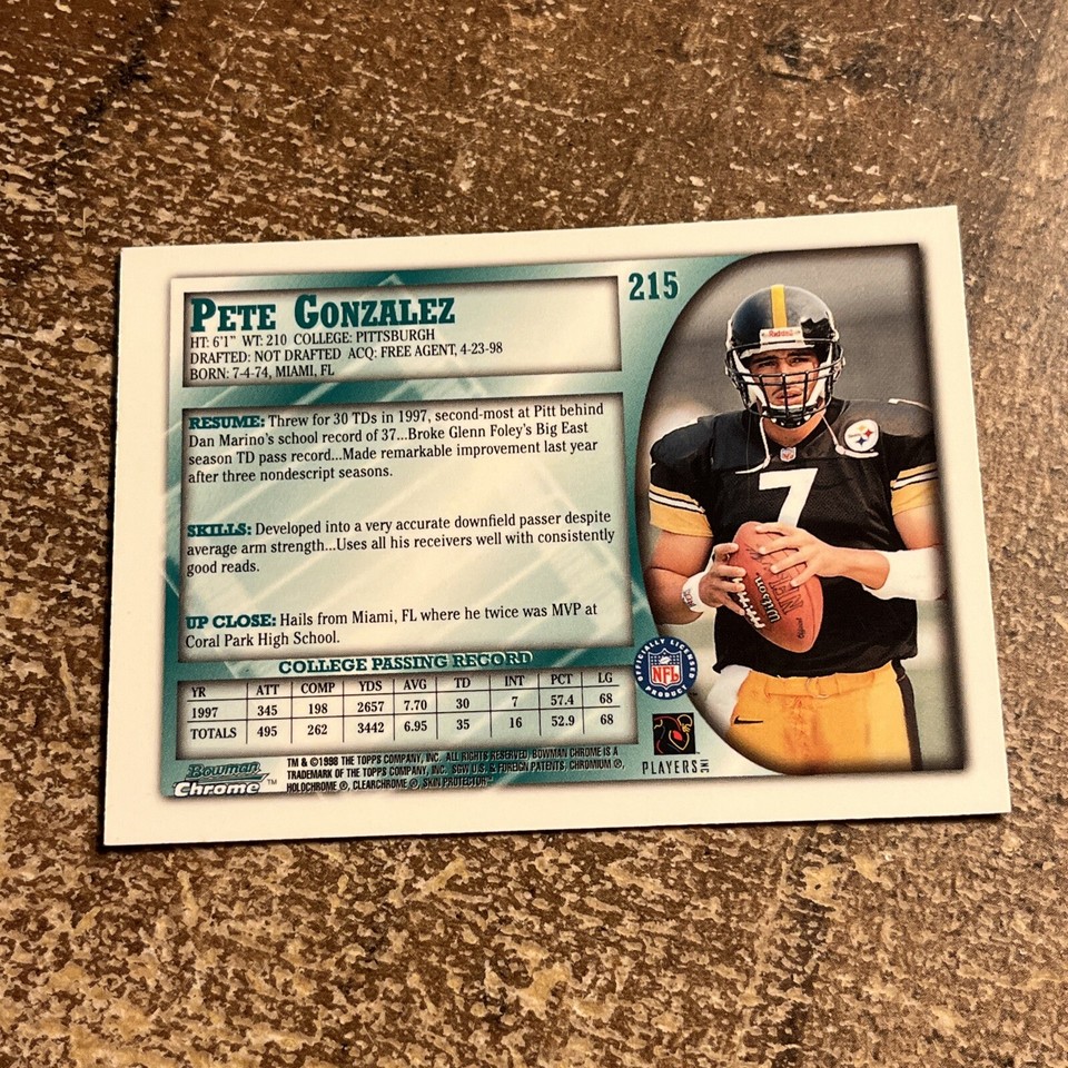 1998 Bowman Interstate Pittsburgh Steelers Football Card #215 Pete ...