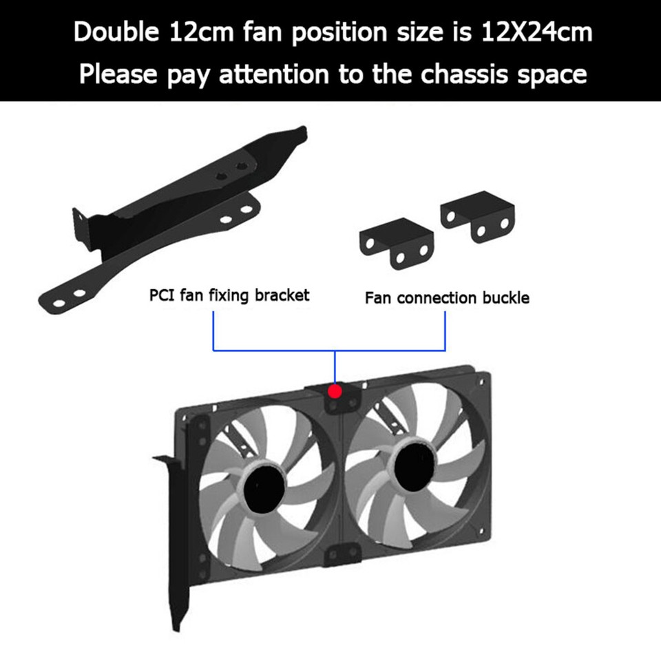 PCI Slot Dual Fan Mount Rack Bracket for 90mm PC Graphics Card Cooling ...