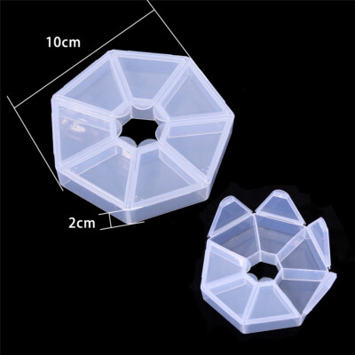 5pcs Round 7 Grids Plastic Transparent Containers Storage Case ...