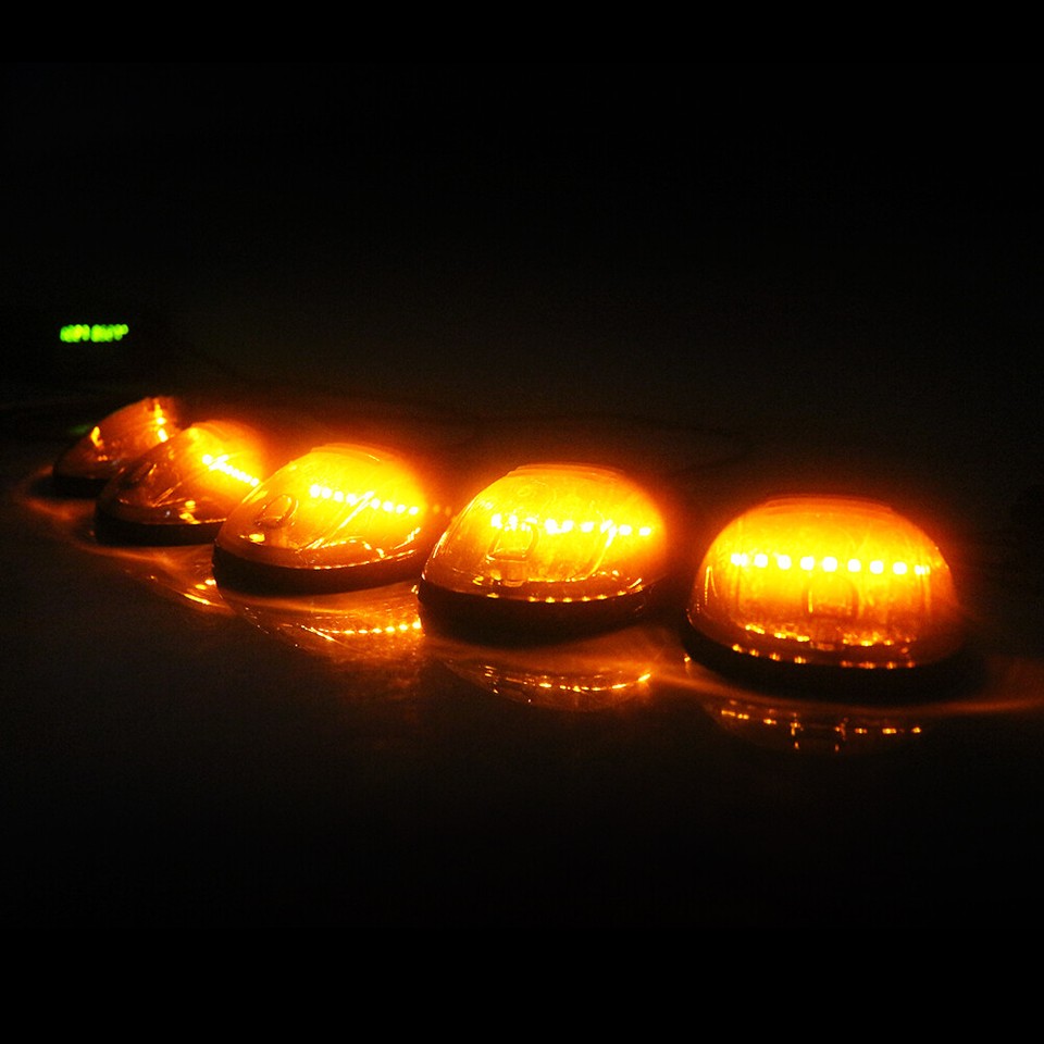 5pc Universal Smoke Cab Roof Amber LED Lights Assemblies For Dodge ...