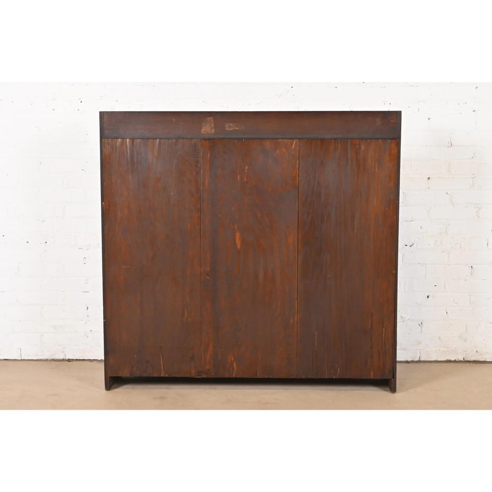 Limbert Antique Mission Oak Arts and Crafts Triple Bookcase Cabinet ...