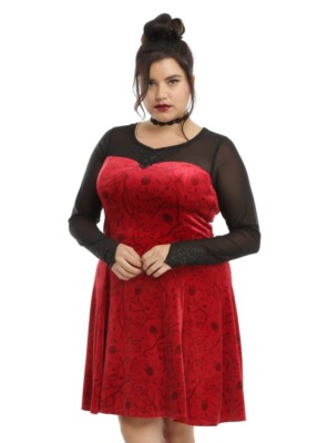 Hot Topic Once Upon A Time Regina Red Velvet Dress w/ Mesh Size 3/3X ...