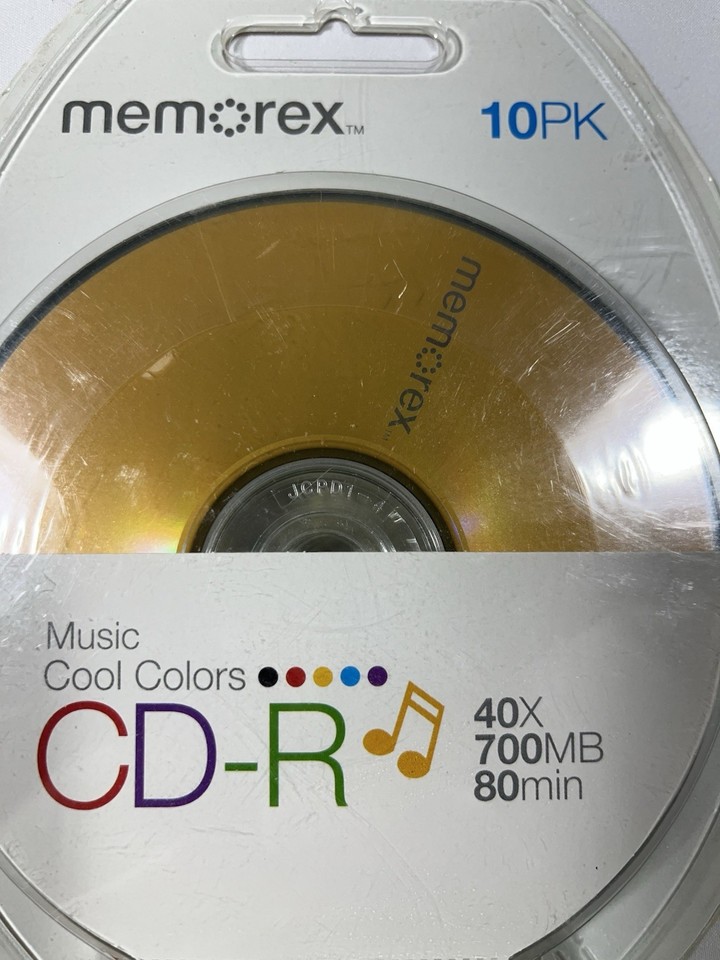 Memorex music cool colors CD-R 10 pack 40×700MB 80 minutes New In ...