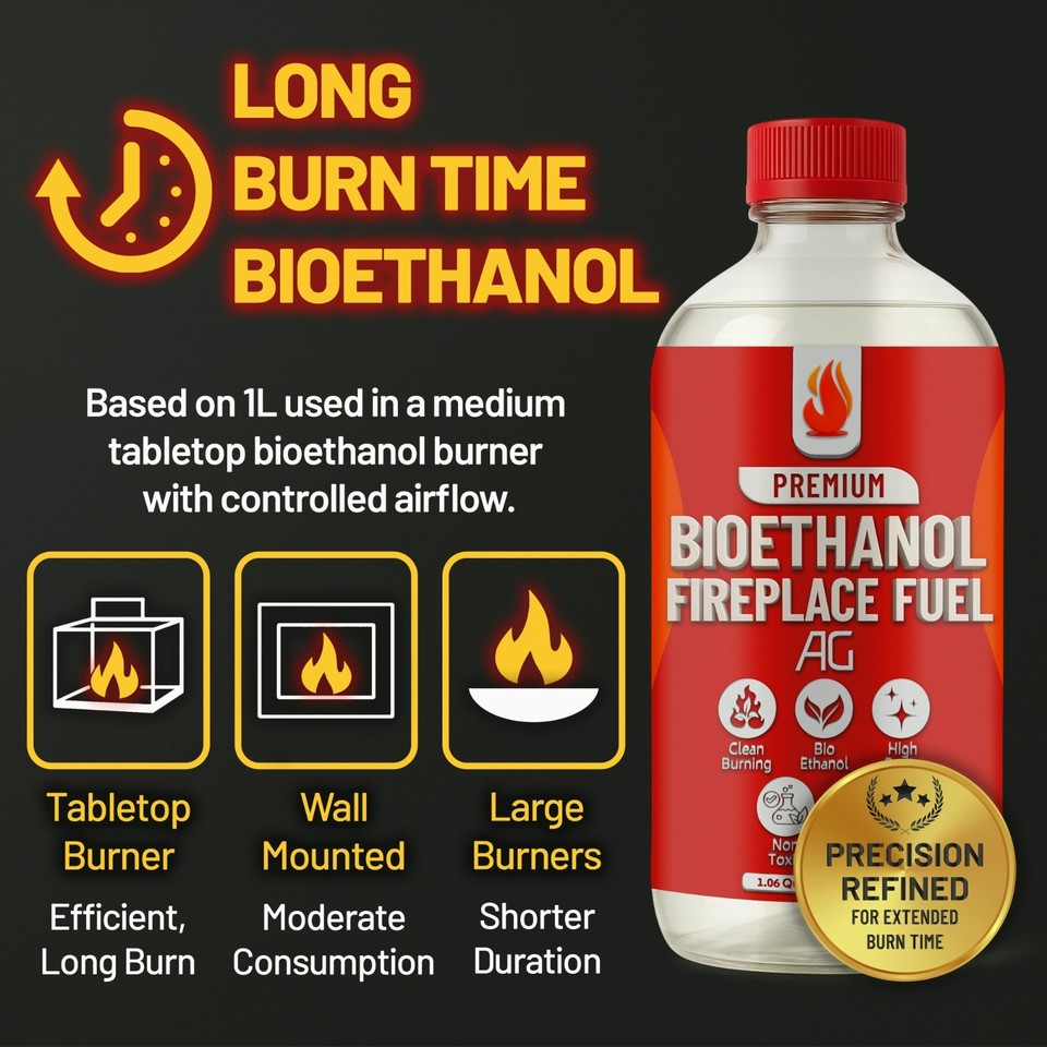Premium Bio Ethanol Fireplace Fuel (6X 1 L) For Tabletop Fires, Stoves ...