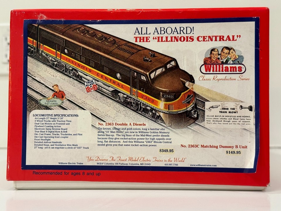 Williams 2363 Illinois Central AA Powered & Non-Powered O-Gauge Diesel ...