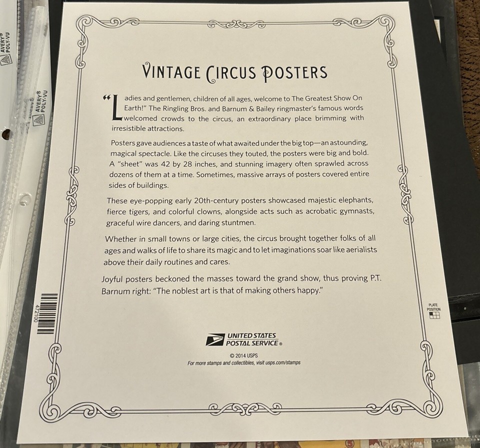 USPS VINTAGE CIRCUS POSTERS Sheet of 16 Forever Postage STAMP US | eBay