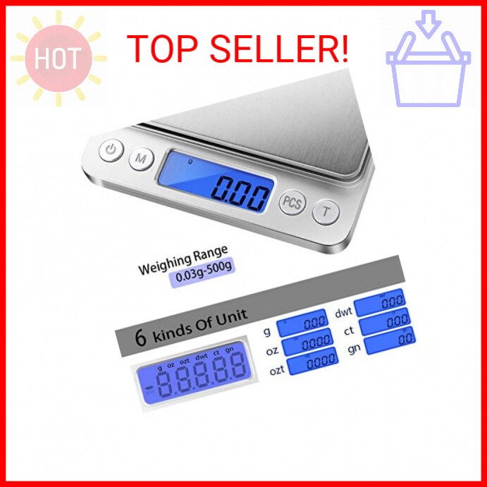 Fuzion Small Kitchen Scale, 500g/ 0.01g Small Gram Weight Scale ...