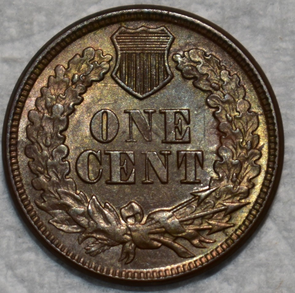 Uncirculated 1865 Fancy 5 Indian Head Cent, Razor-Sharp & Richly Hued ...