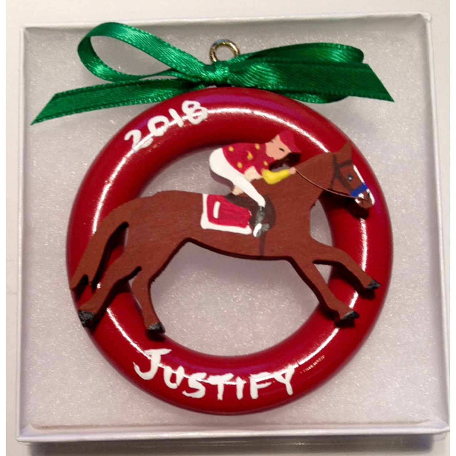 2018 Justify Racehorse Christmas Tree Ring Ornaments TRIPLE CROWN ...