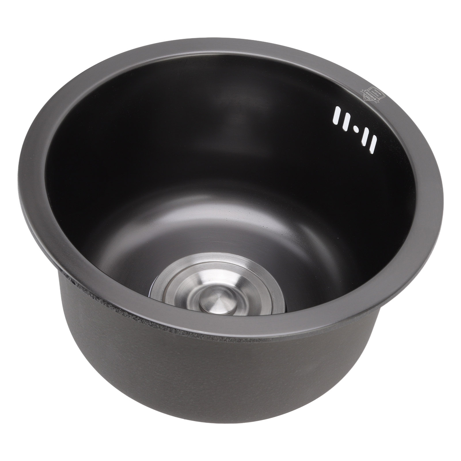 (Black)Mini Round Kitchen Sink Bar Stainless Steel Basin Single Bowl ...