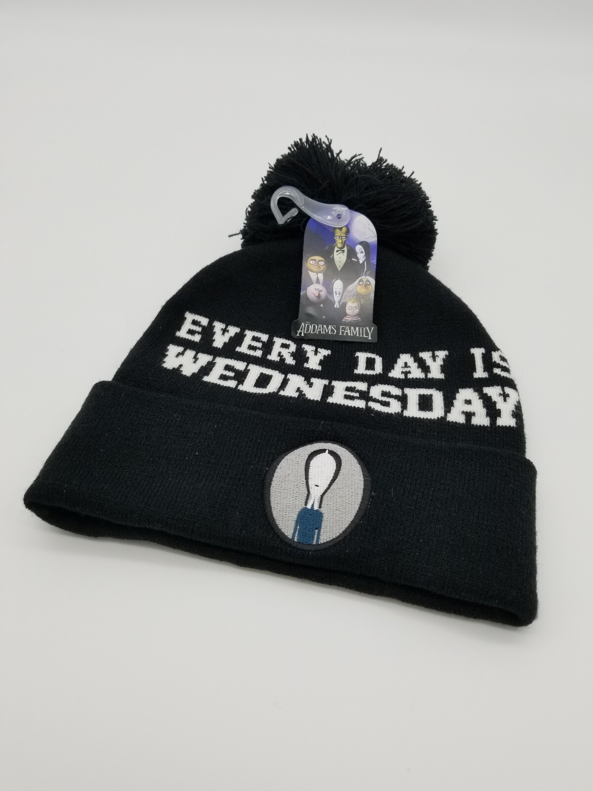 ADDAMS FAMILY EVERDAY IS WEDNESDAY UNIQUE POM POM BEANIE HAT ADULT ...