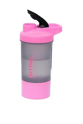 600ml Pink Protein Shaker Bottle with Mixing Ball & Storage ...