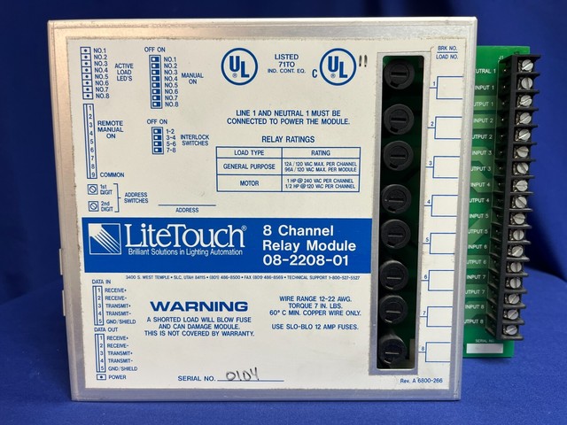 LiteTouch Savant 8 Channel Relay Module 08-2208-01 120v for sale online ...