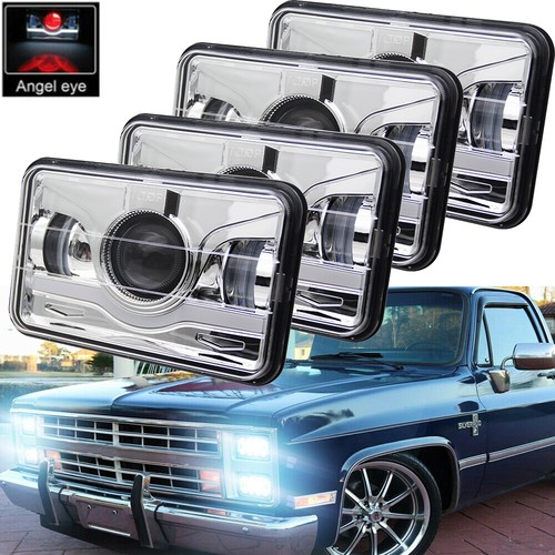 4set 4x6" LED Headlights DRL Hi/Lo Beam DRL Fit Chevy C10 Pickup truck ...