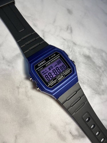 Casio F-91W Digital Watch Blue Bezel Purple LCD Custom Japan | eBay