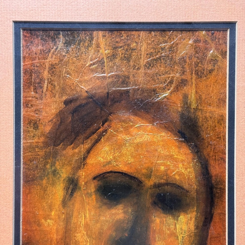 Vintage 1972 Anderson Abstract Portrait Painting Signed Framed Mixed ...