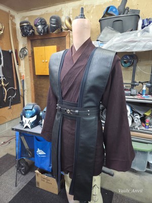 Anakin ROTS Custom Made Cosplay Upper body tunic Set - Black Leather | eBay