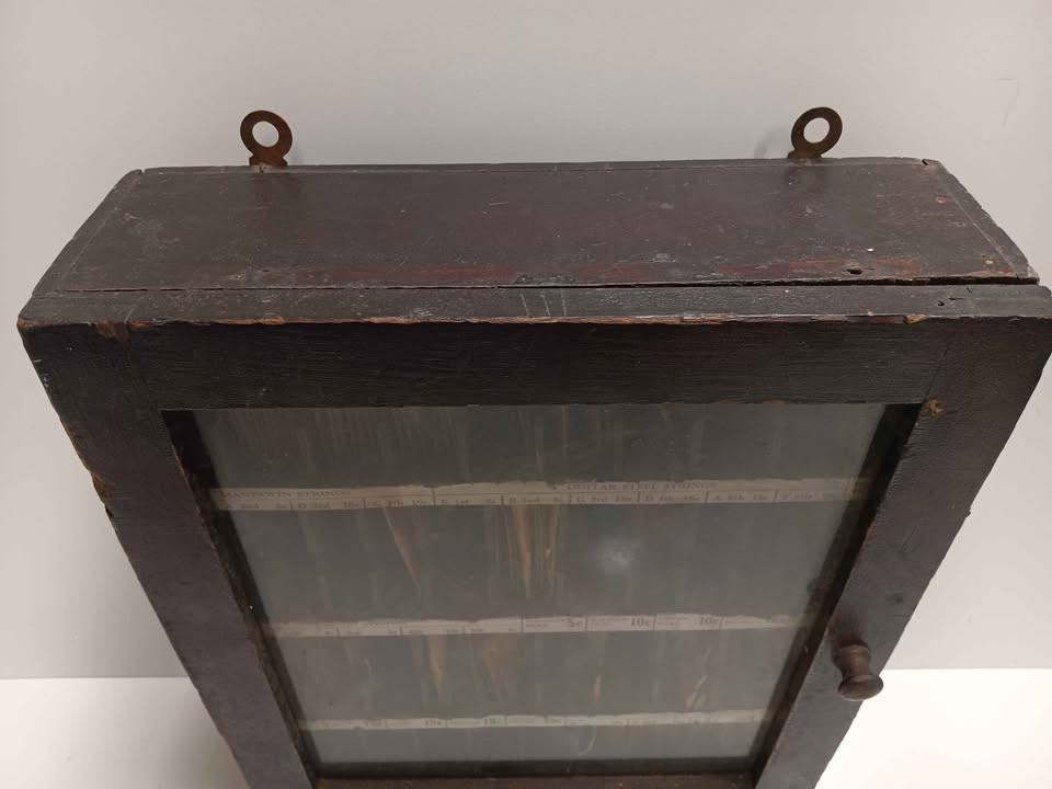 1920s antique music store fixture guitar violin mandolin strings wall ...