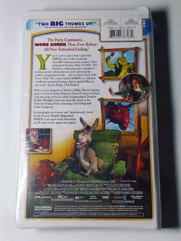 [NEW] Shrek (VHS, 2001) 667068367034 | eBay