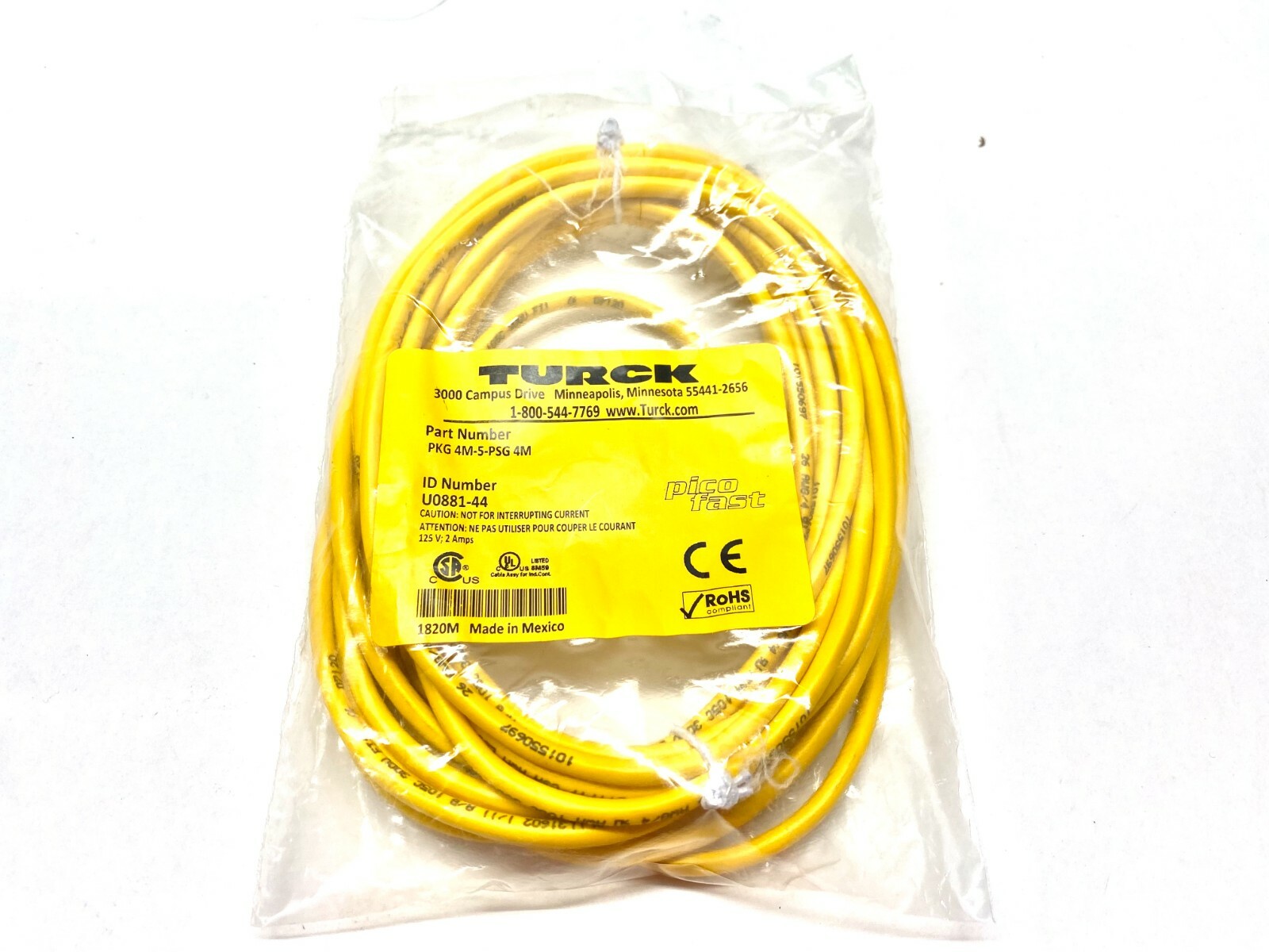 Turck PKG 4M-5-PSG 4M Picofast Cordset 4 Pin Male / Female Straight ...