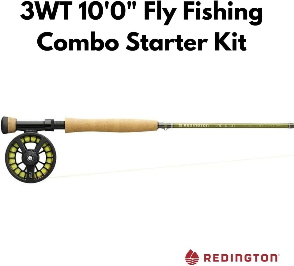 Redington Fly Fishing Rod and Reel Combo Starter Kit, 3WT 10 Foot Fly ...