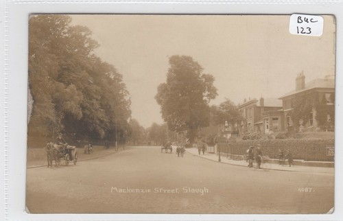 SLOUGH Mackenzie Street with Houses /Horse drawn carts / people RP ...