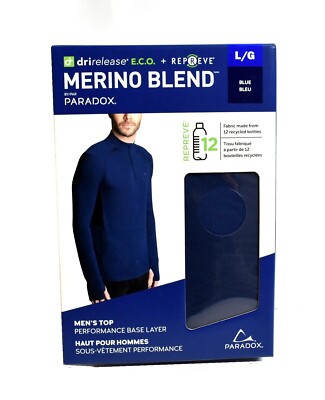 Paradox Men's Merino Blend Drirelease Performance Base Layer Shirt/Top ...