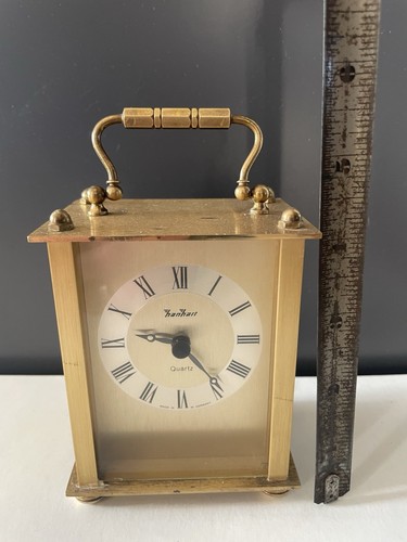 Vintage Brass Carriage Clock Hanhart Quartz Battery Operated Made In ...