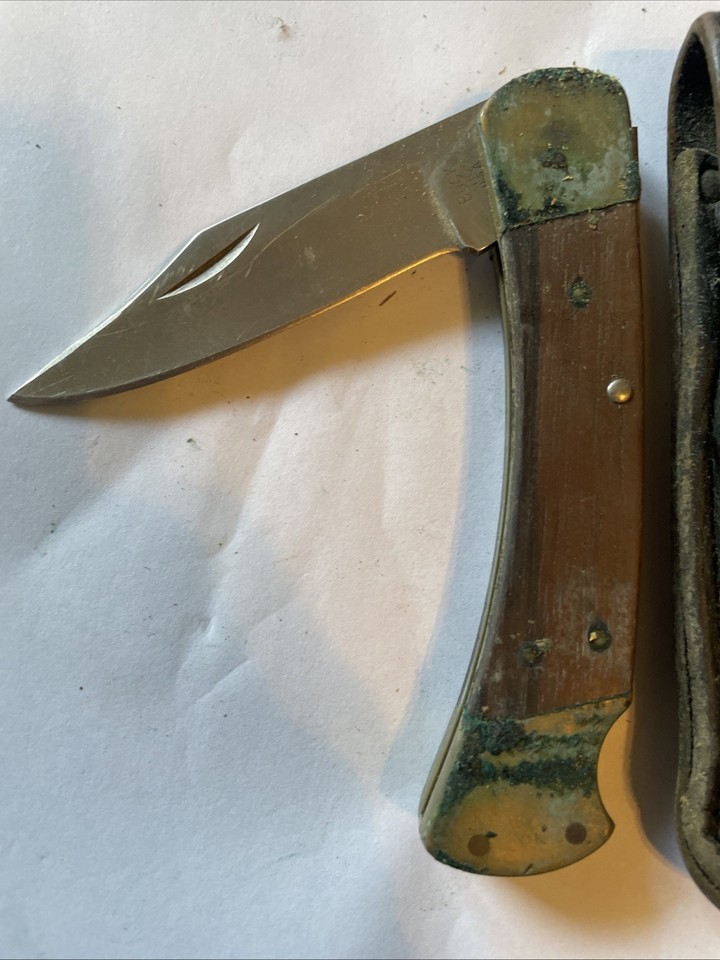 Vintage Buck 110 Folding Lock Back Pocket Knife & Original 110 Sheath ...